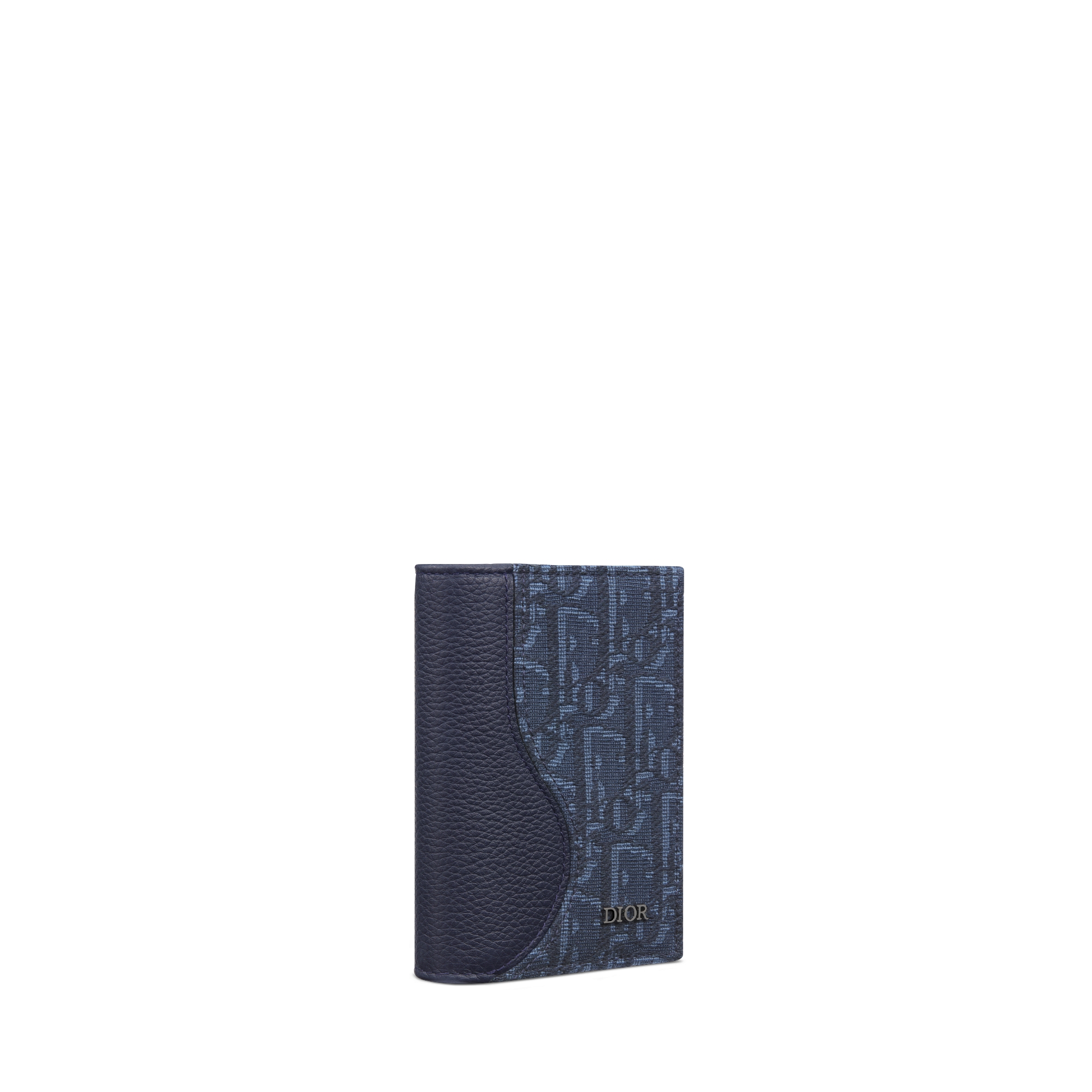 Saddle Vertical Bifold Card Holder Navy Blue Grained Calfskin Marquetry ...