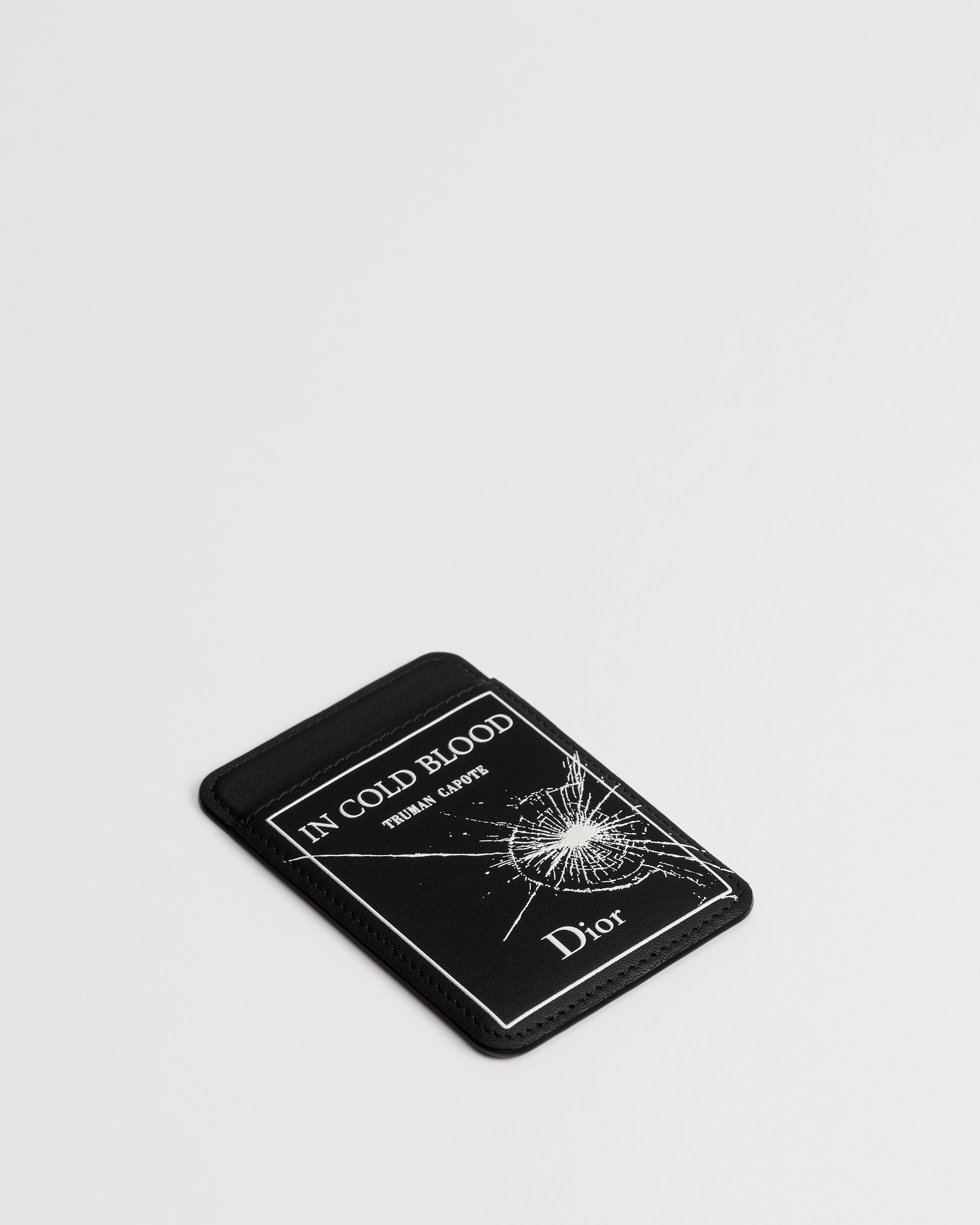 Magnetic Card Holder Black and White Book Cover Embossed Calfskin | DIOR