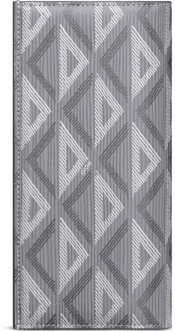 Vertical Bifold Wallet Dior Gray Coated Cotton Canvas with CD Diamond ...