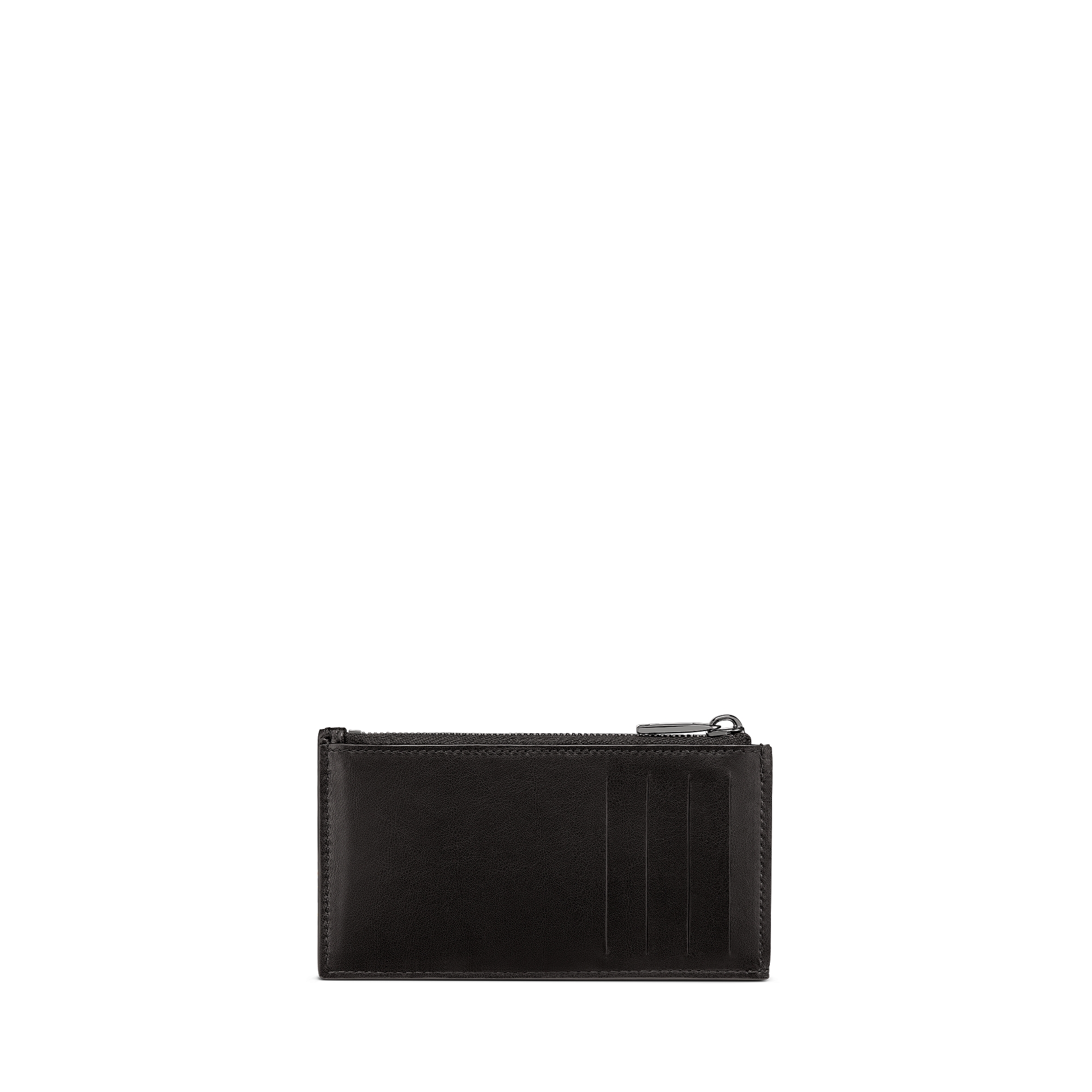 Tarjetero con cremallera Piel de becerro graneada negra | DIOR
