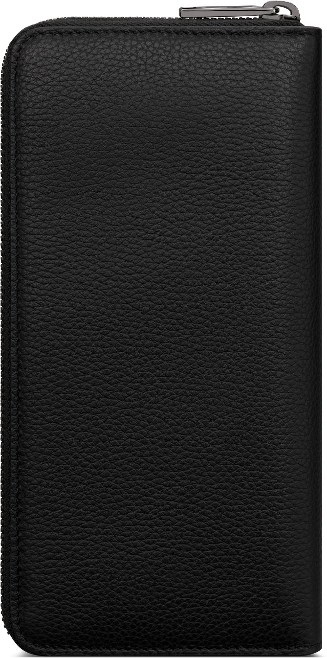 Vertical Long Zipped Wallet Black Grained Calfskin with CD Icon ...
