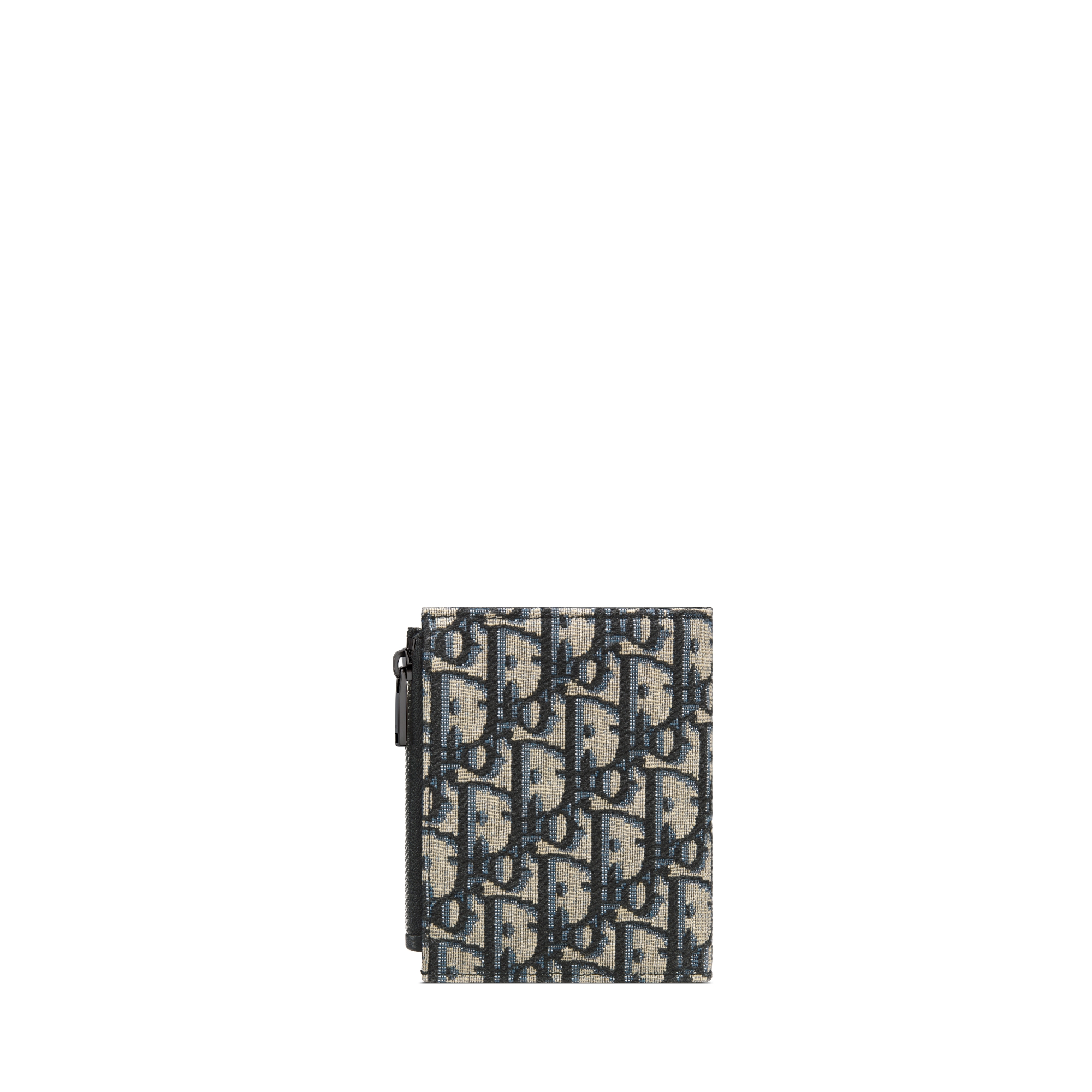 Vertical Compact Card Holder Beige and Black Dior Oblique Jacquard | DIOR