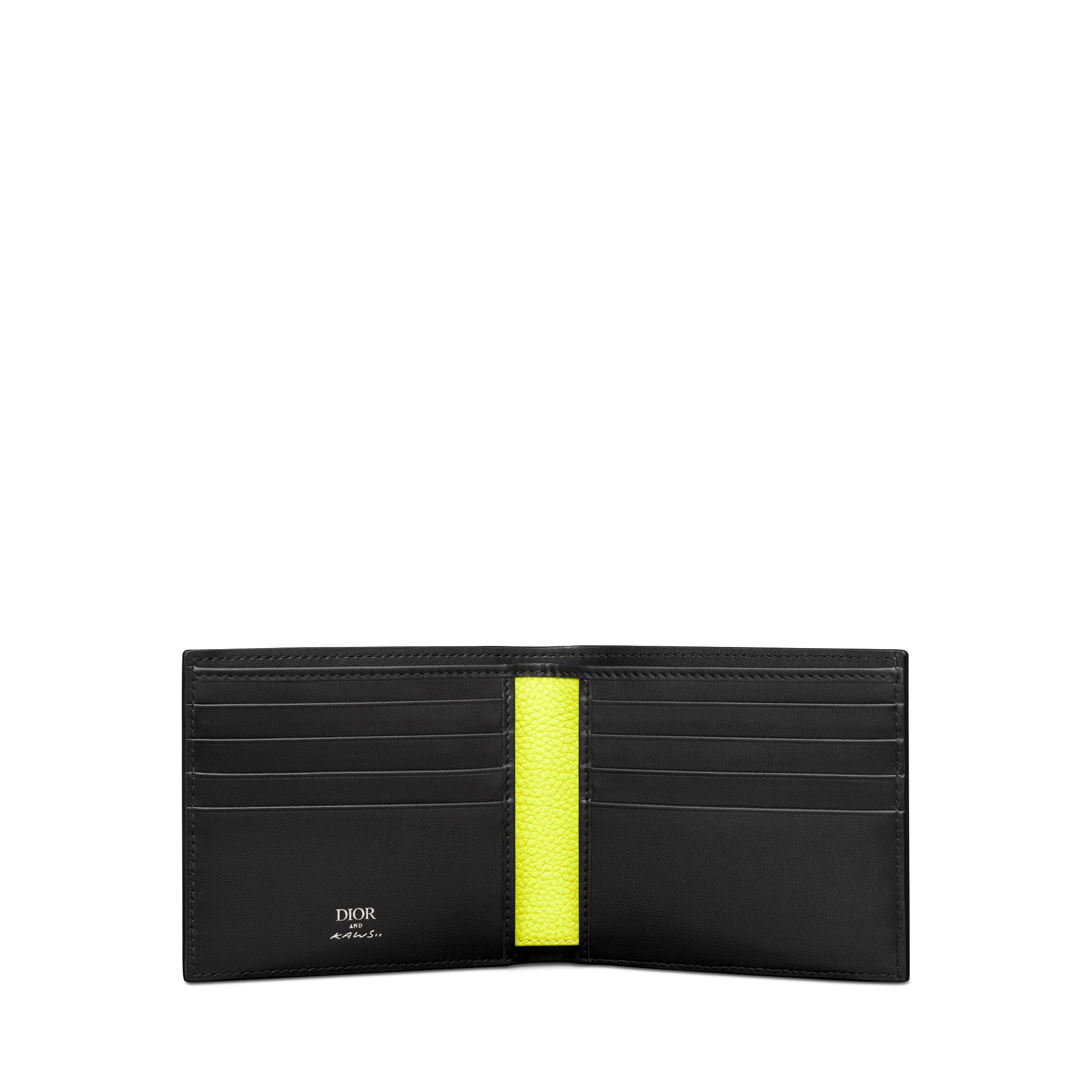 DIOR AND KAWS Bifold Wallet Black Grained Calfskin | DIOR