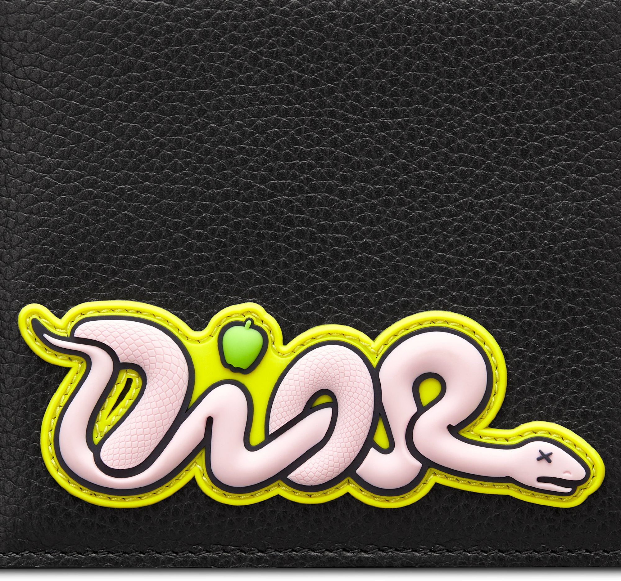 DIOR AND KAWS Bifold Wallet Black Grained Calfskin | DIOR