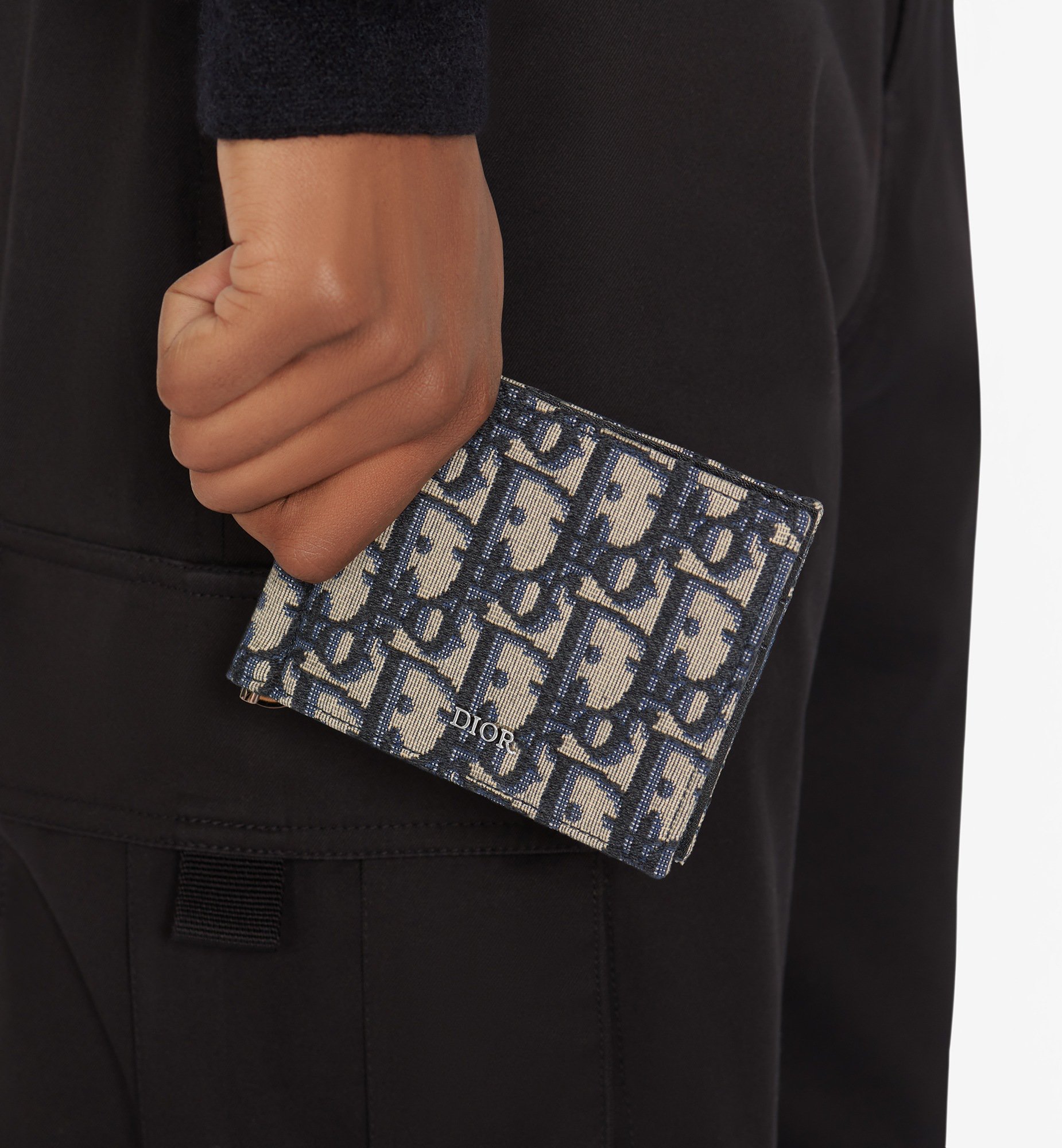 Wallet with Money Clip Beige and Black Dior Oblique Jacquard | DIOR