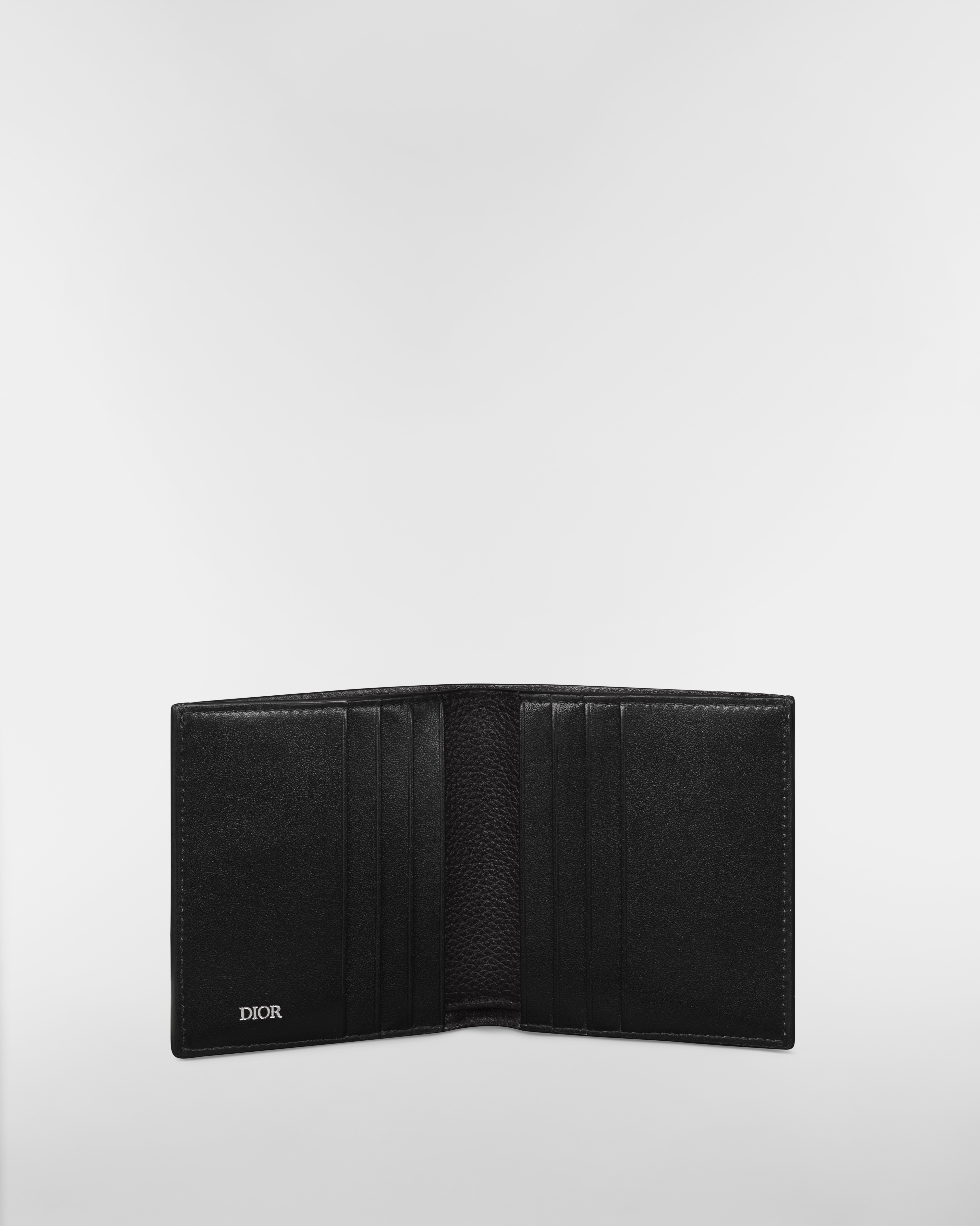 CD Icon Vertical Bifold Wallet Black Grained Calfskin | DIOR