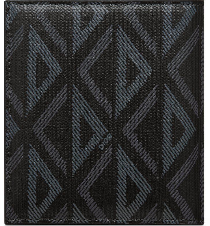 Vertical Bifold Wallet Black Coated Cotton Canvas with CD Diamond Print ...