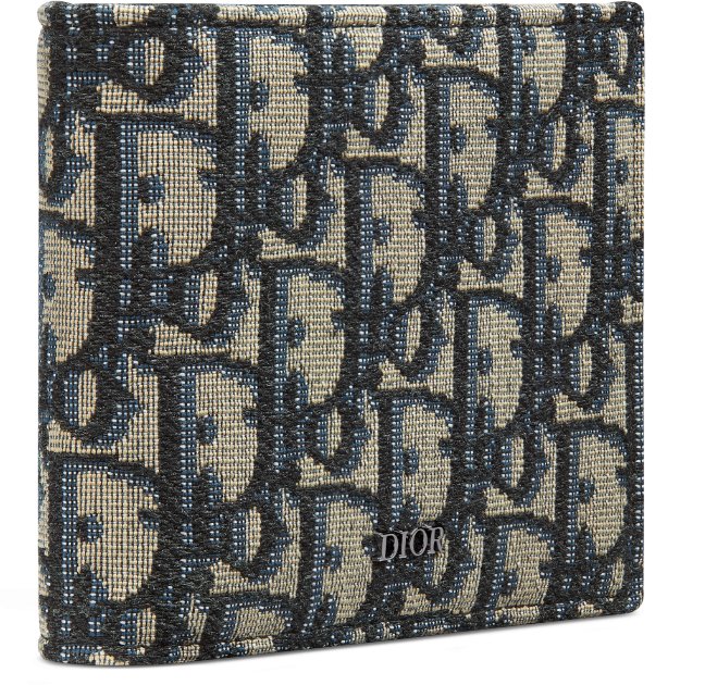 Portefeuille compact Toile jacquard Dior Oblique beige et noir | DIOR
