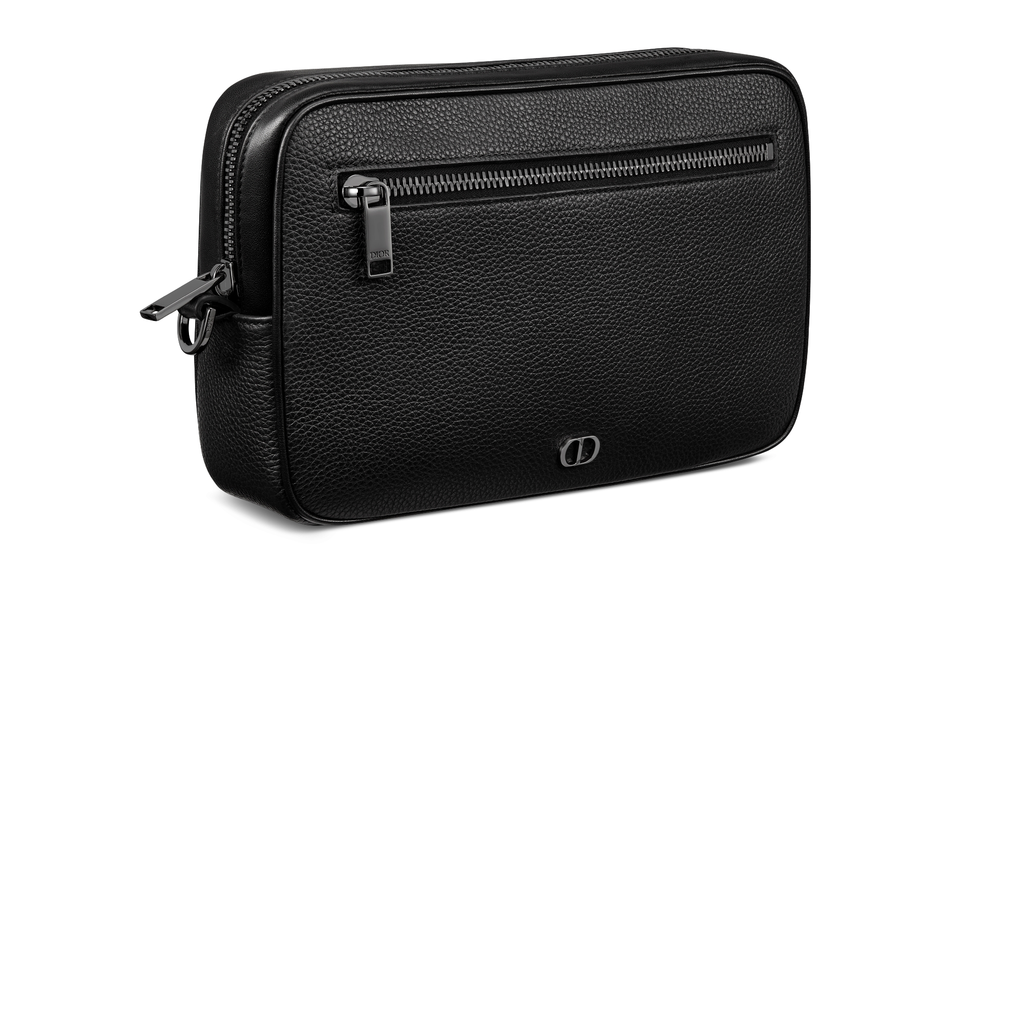 Toiletry Bag Black Grained Calfskin with CD Icon Signature | DIOR