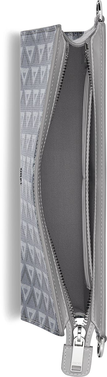 A5 Triangle Pouch Dior Gray Coated Cotton Canvas with CD Diamond Print ...