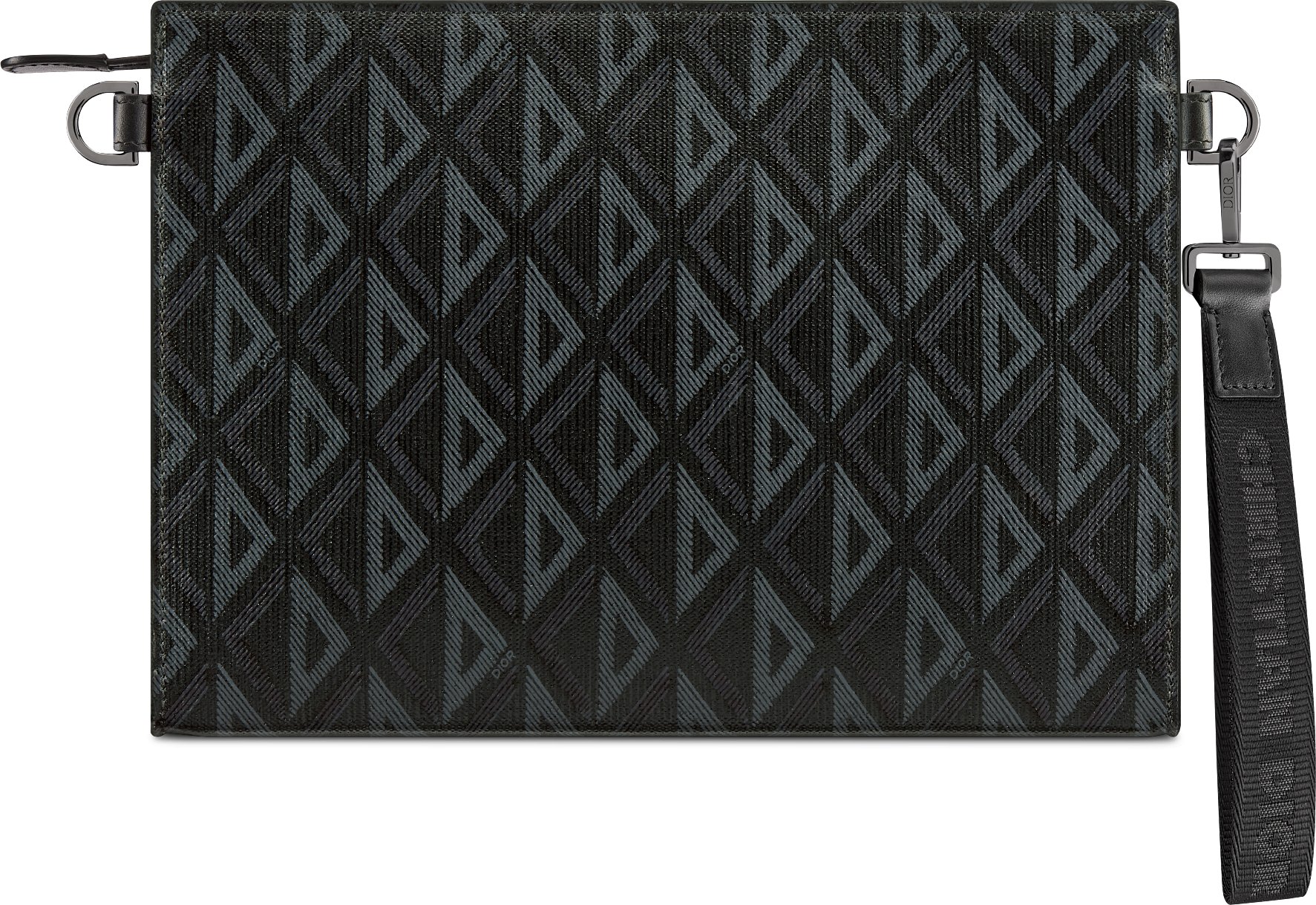 A5 Triangle Pouch Black Coated Cotton Canvas with CD Diamond Print | DIOR