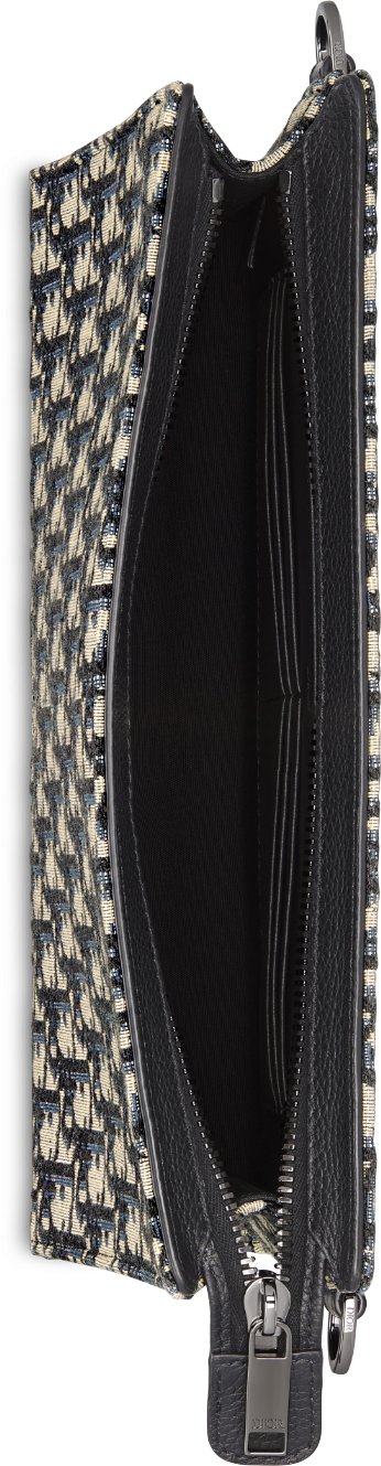A5 Triangle Pouch Beige and Black Dior Oblique Jacquard | DIOR