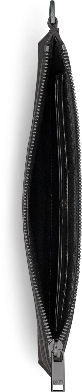 A5 Pouch Black Grained Calfskin with CD Icon Signature | DIOR