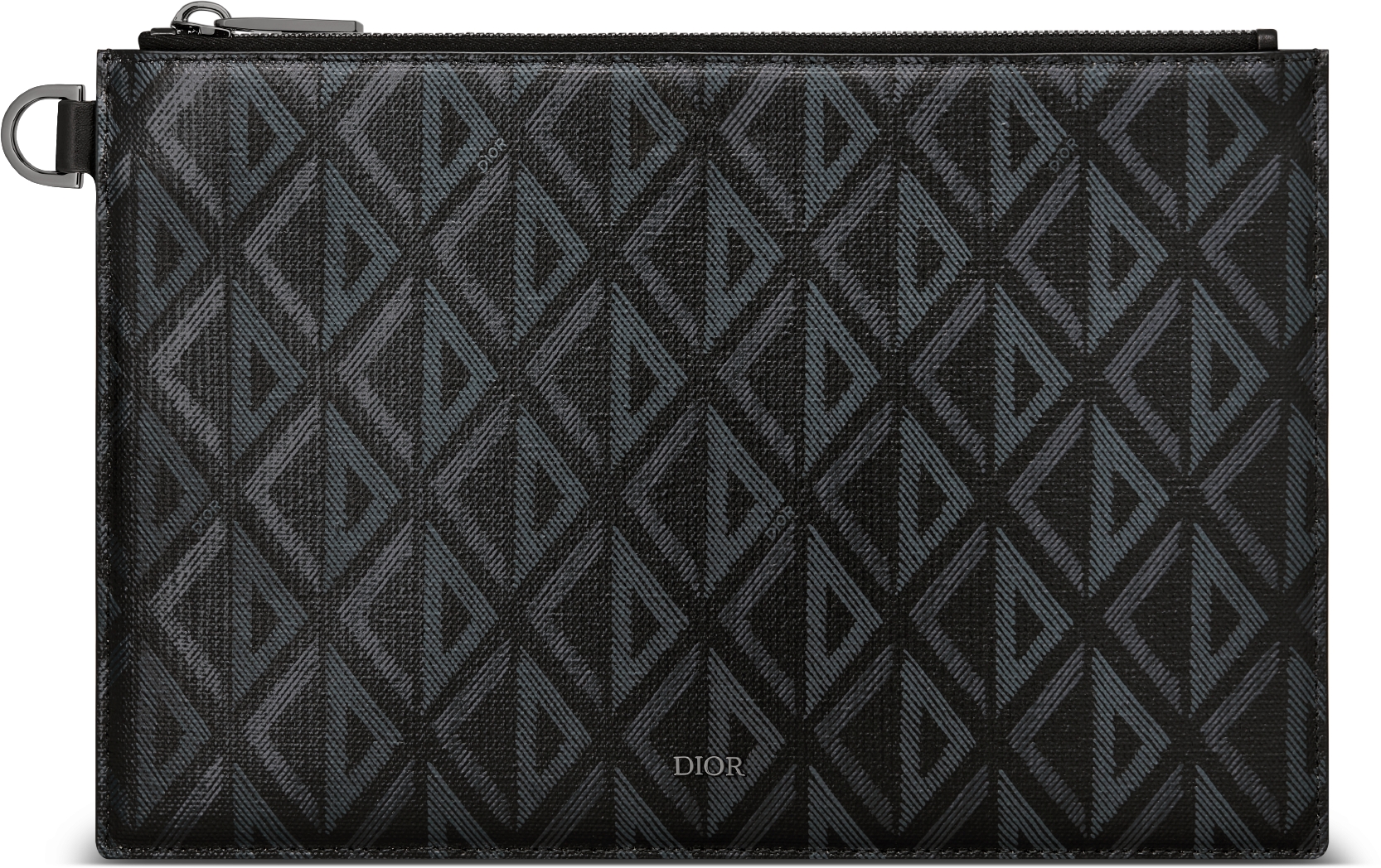 A5 Pouch Black Coated Cotton Canvas with CD Diamond Print | DIOR
