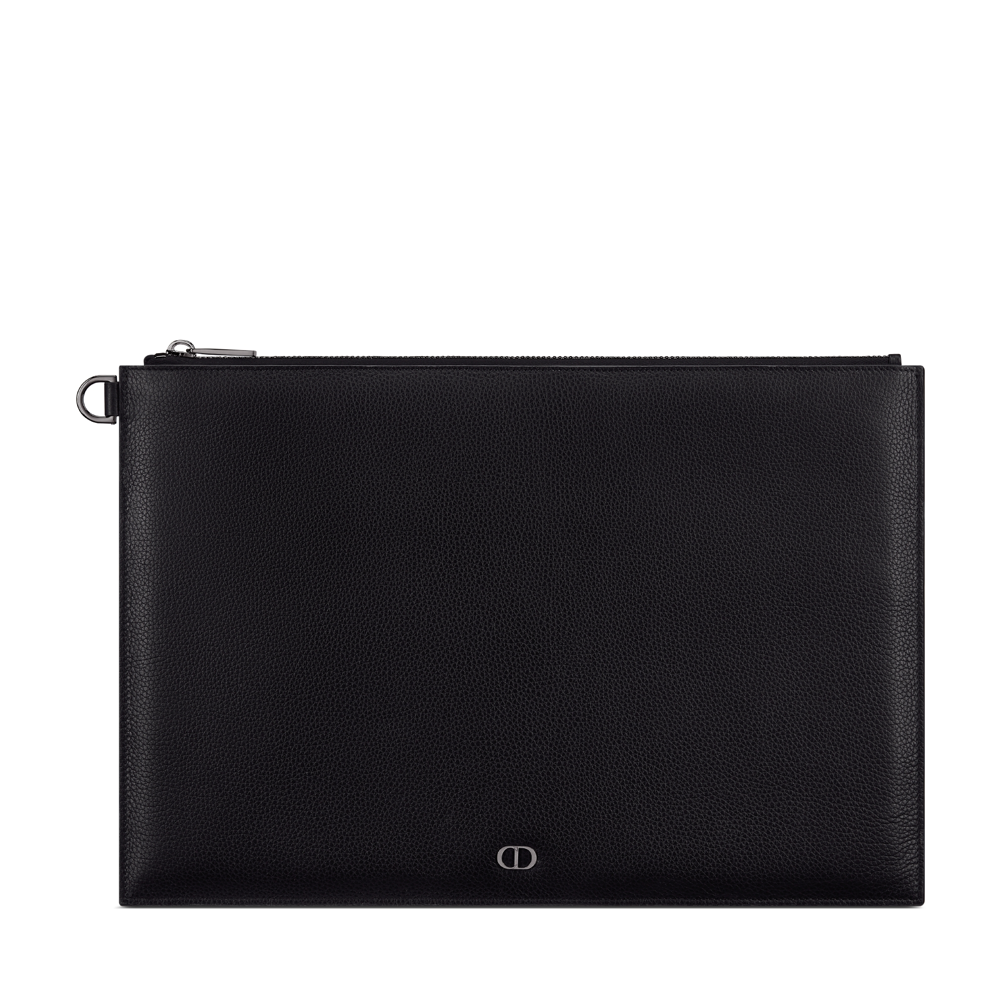 A4 Pouch Black Grained Calfskin with CD Icon Signature | DIOR