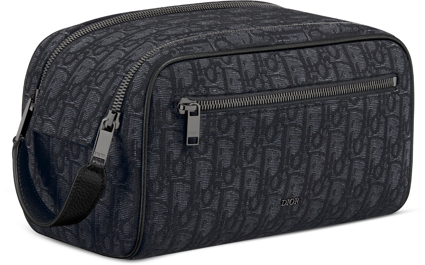 Toilettas Zwarte Dior Oblique-jacquard en zwart generfd kalfsleer | DIOR