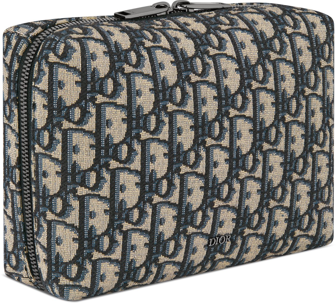Travel Pouch Beige and Black Dior Oblique Jacquard | DIOR