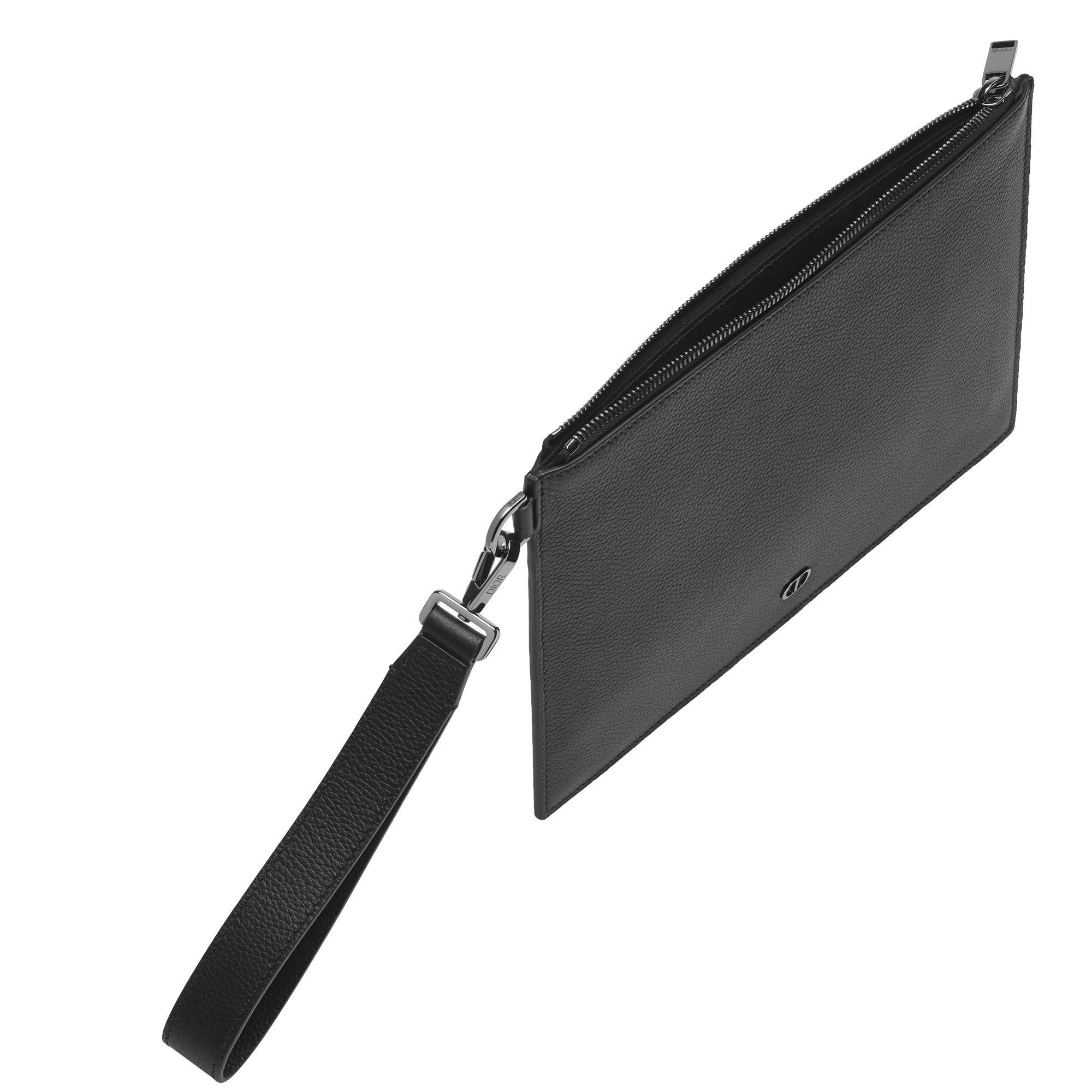 A5 Pouch Black Grained Calfskin with CD Icon Signature | DIOR