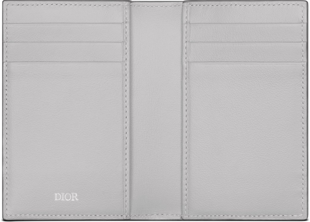 Vertical Bifold Card Holder Dior Gray Coated Cotton Canvas with CD ...