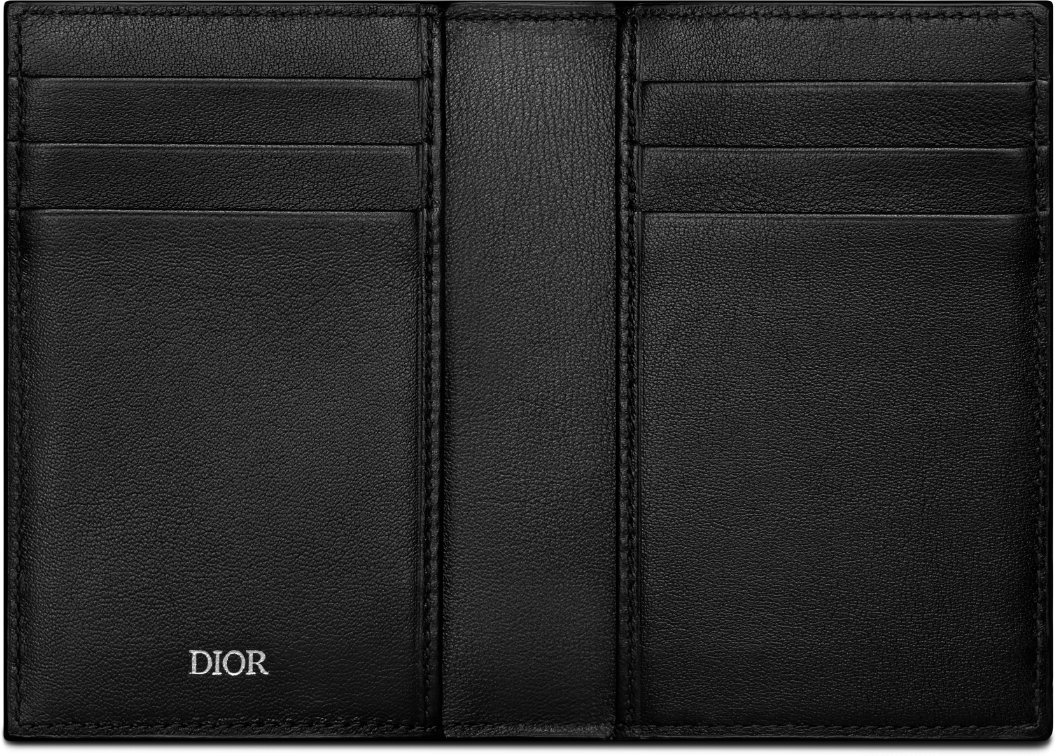 Vertical Bifold Card Holder Black Coated Cotton Canvas with CD Diamond ...