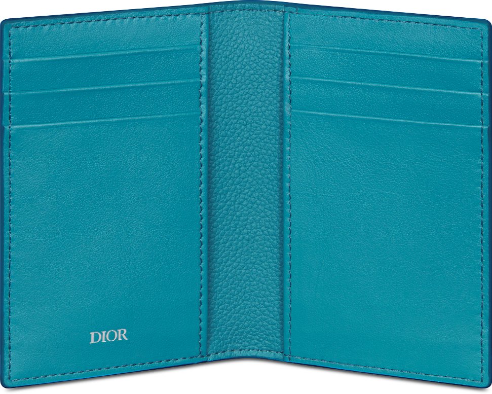 Vertical Bifold Card Holder Blue Dior Gravity Leather | DIOR