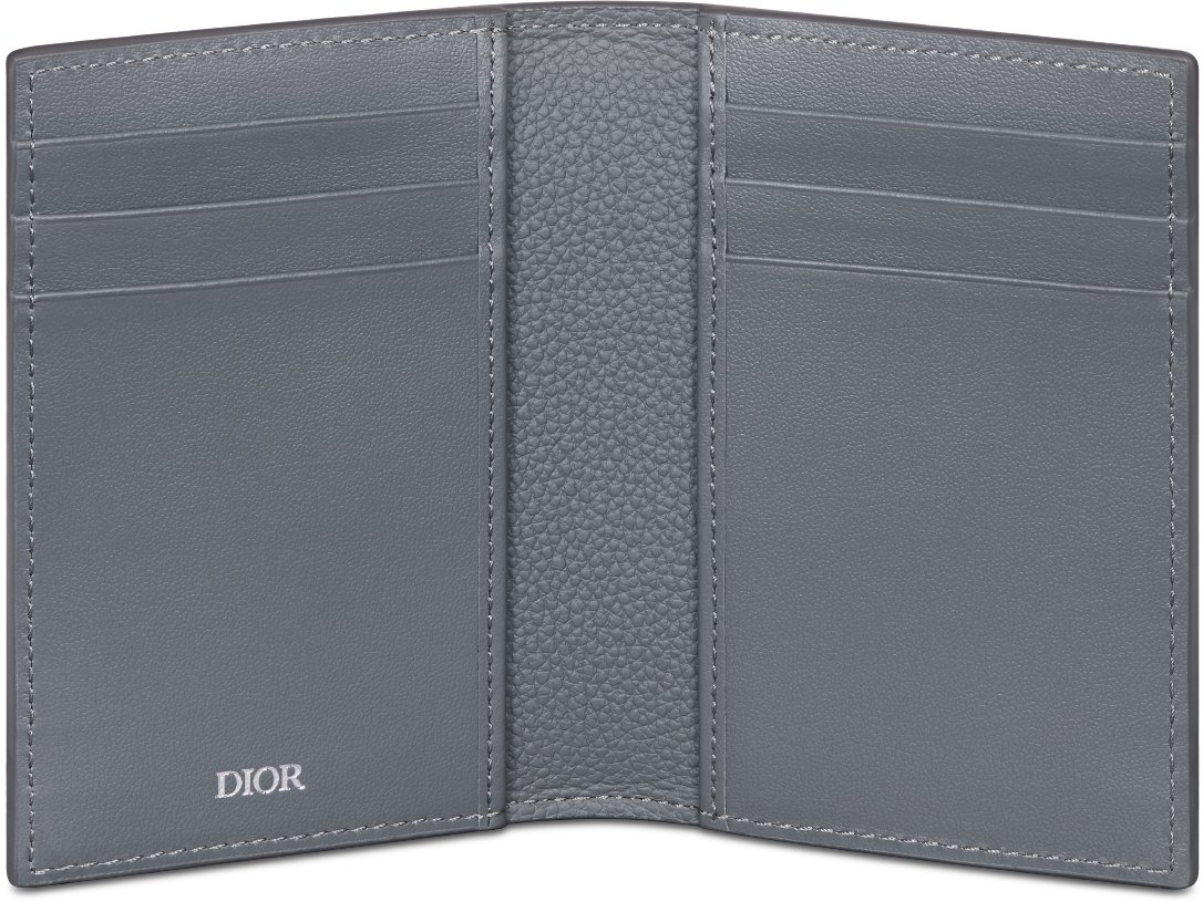 Vertical Bifold Card Holder Deep Gray Dior Gravity Leather | DIOR