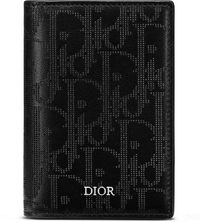 Vertical Bifold Card Holder Black Dior Oblique Galaxy Leather | DIOR