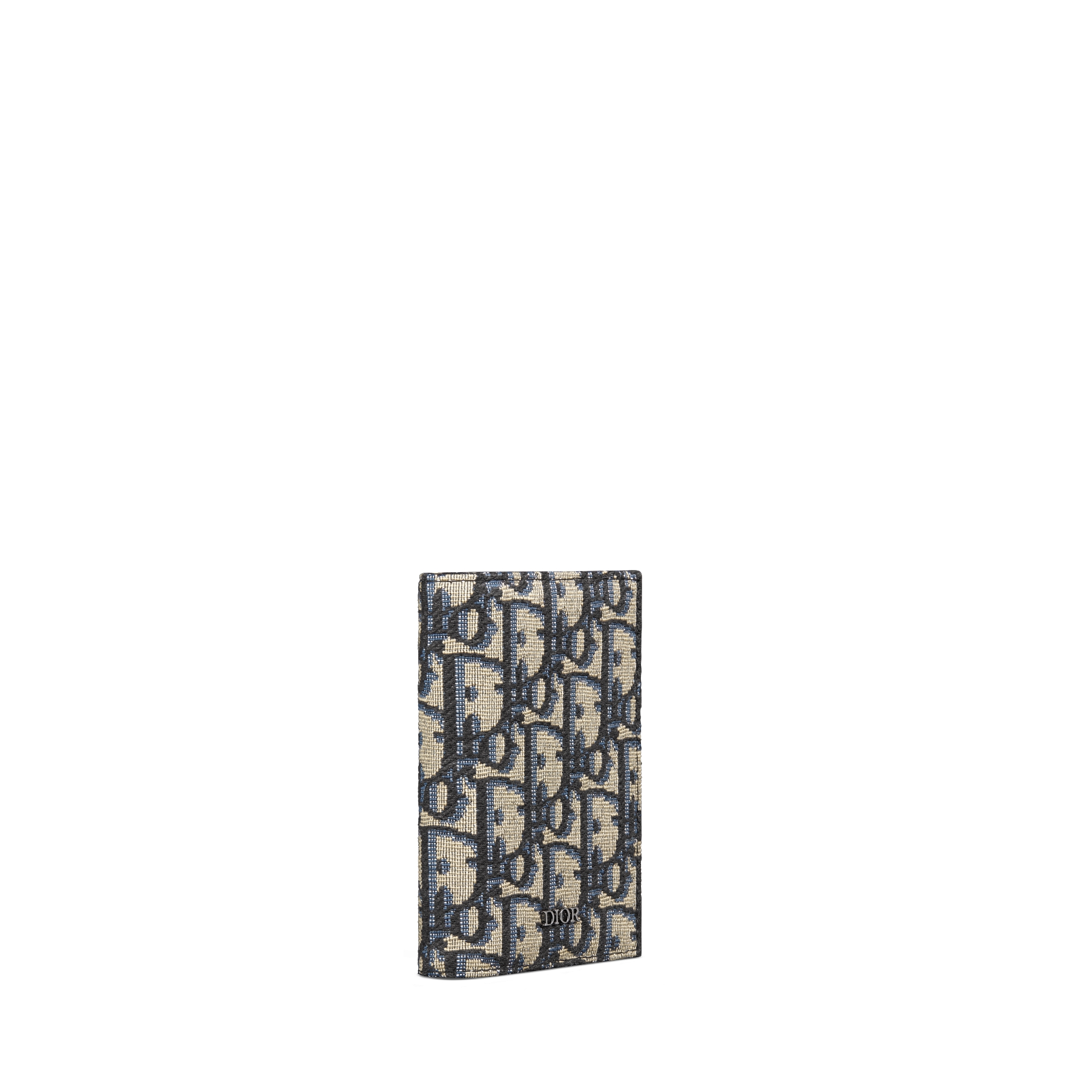 Vertical Bifold Card Holder Beige and Black Dior Oblique Jacquard | DIOR