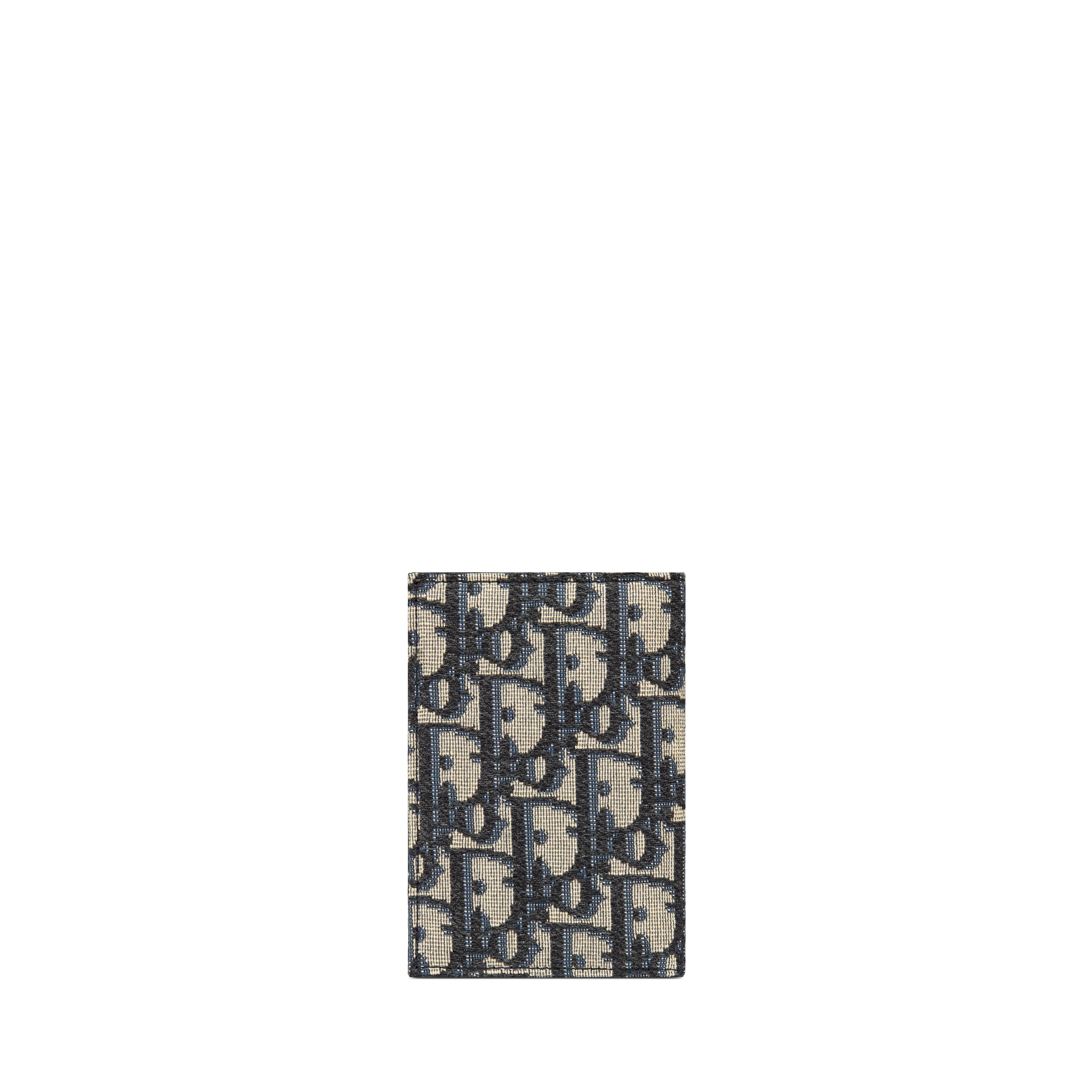 Vertical Bifold Card Holder Beige and Black Dior Oblique Jacquard | DIOR
