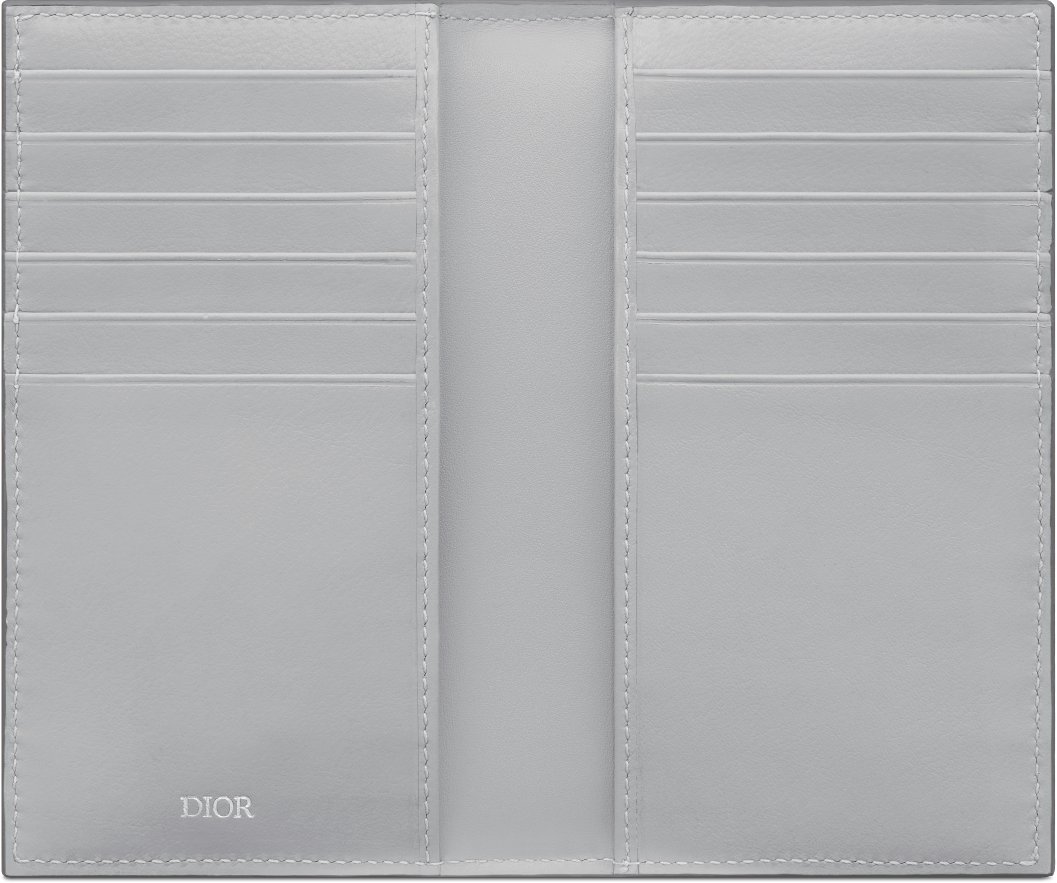 Long Bifold Card Holder Dior Gray Coated Cotton Canvas with CD Diamond ...