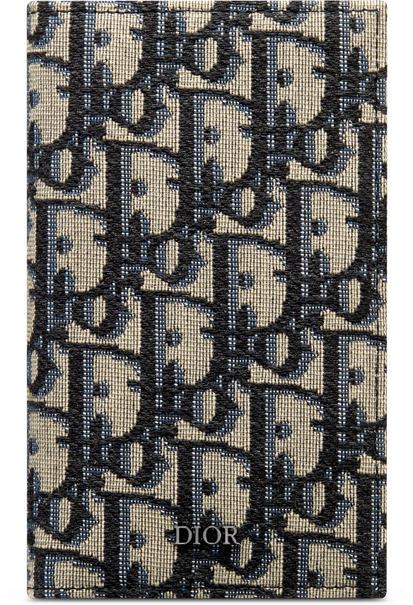 Long Bifold Card Holder Beige and Black Dior Oblique Jacquard | DIOR