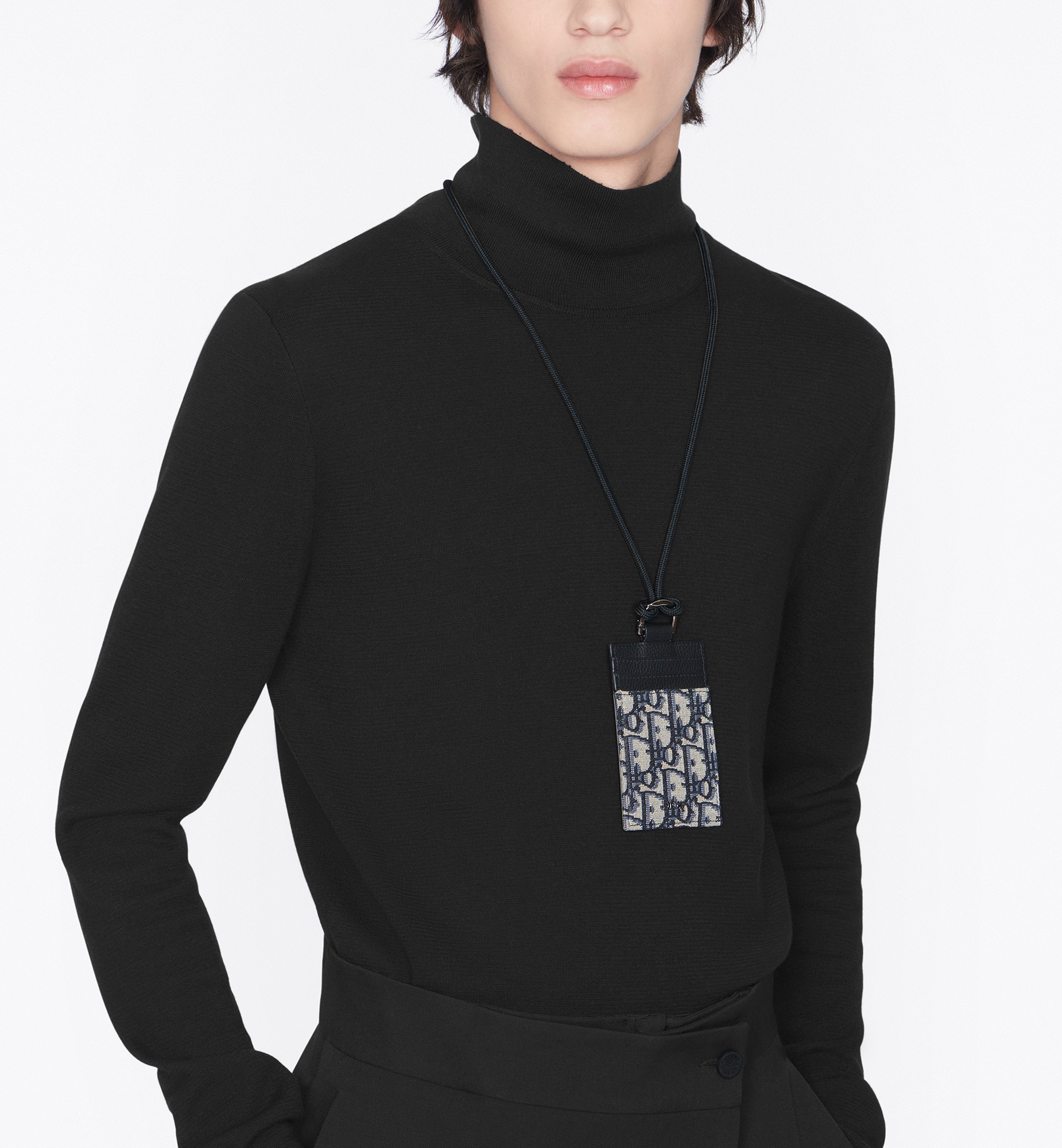 Vertical Card Holder Beige and Black Dior Oblique Jacquard | DIOR