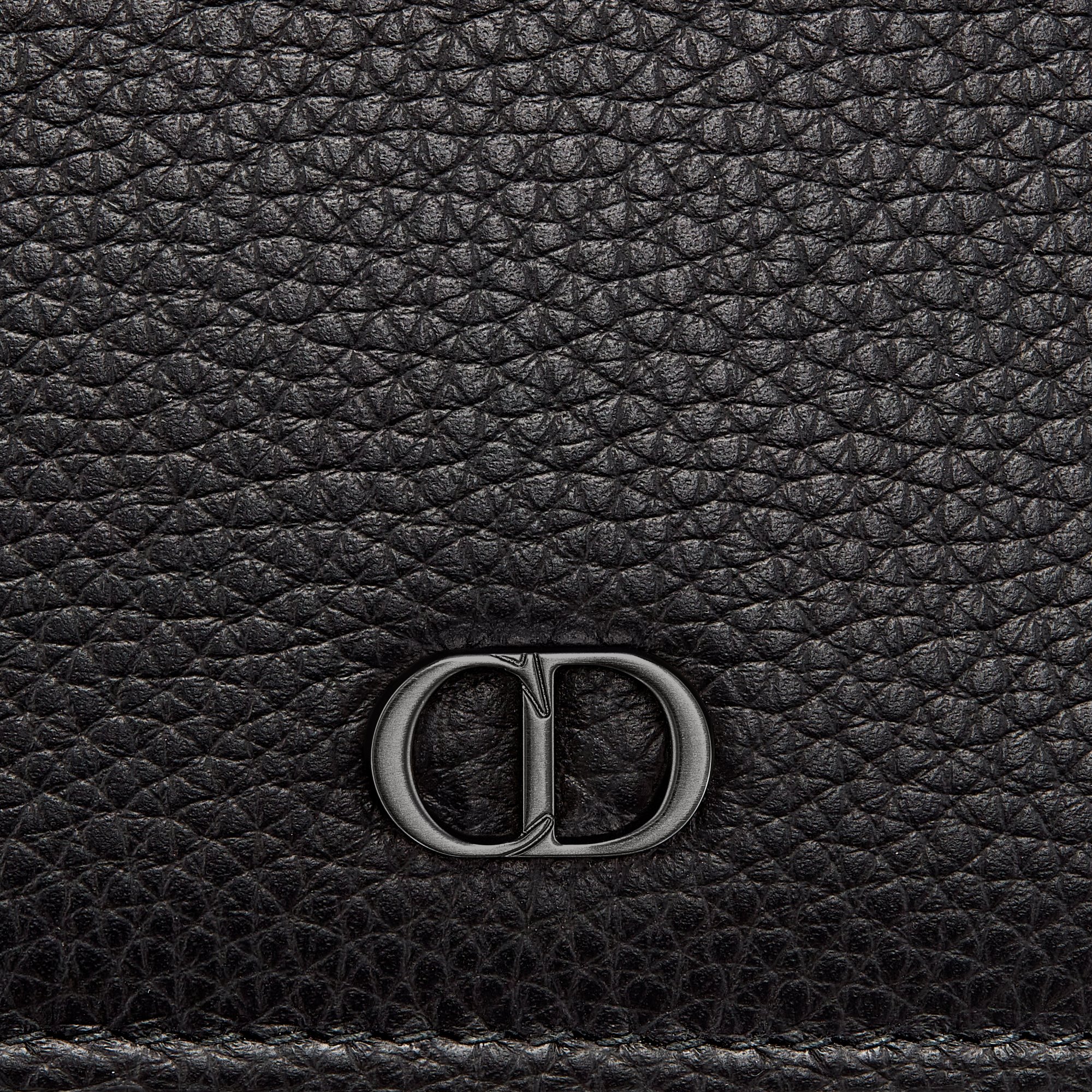 Visitekaarthouder met CD Icon-kenmerk Zwart generfd kalfsleer | DIOR