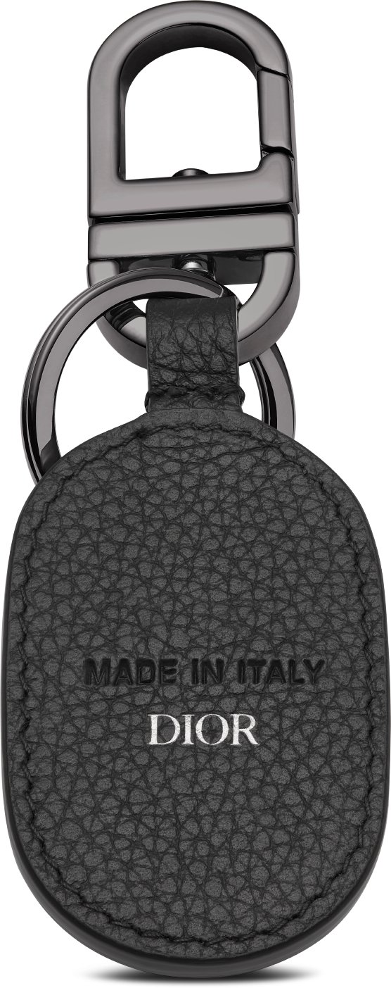 Key Ring Black Grained Calfskin with CD Icon Signature | DIOR