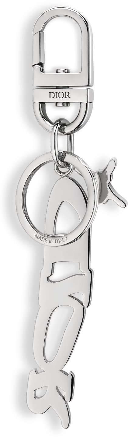 DIOR AND LEWIS HAMILTON Key Ring Palladium-Finish Brass and Black ...