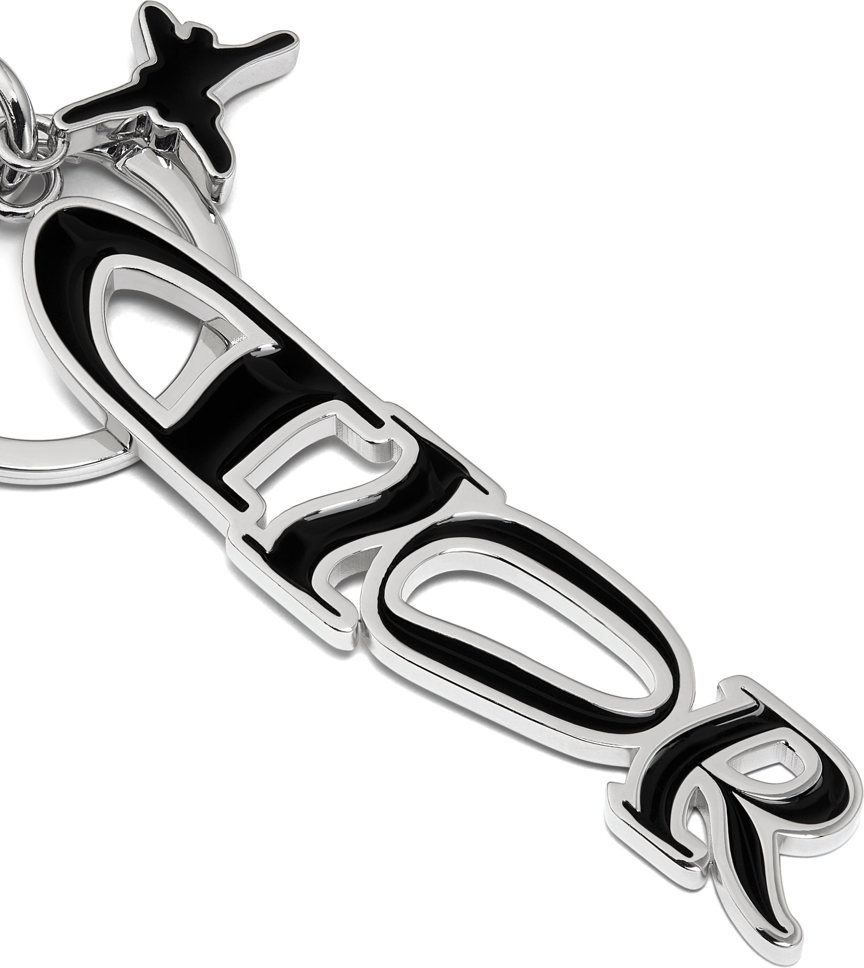 DIOR AND LEWIS HAMILTON Key Ring Palladium-Finish Brass and Black ...