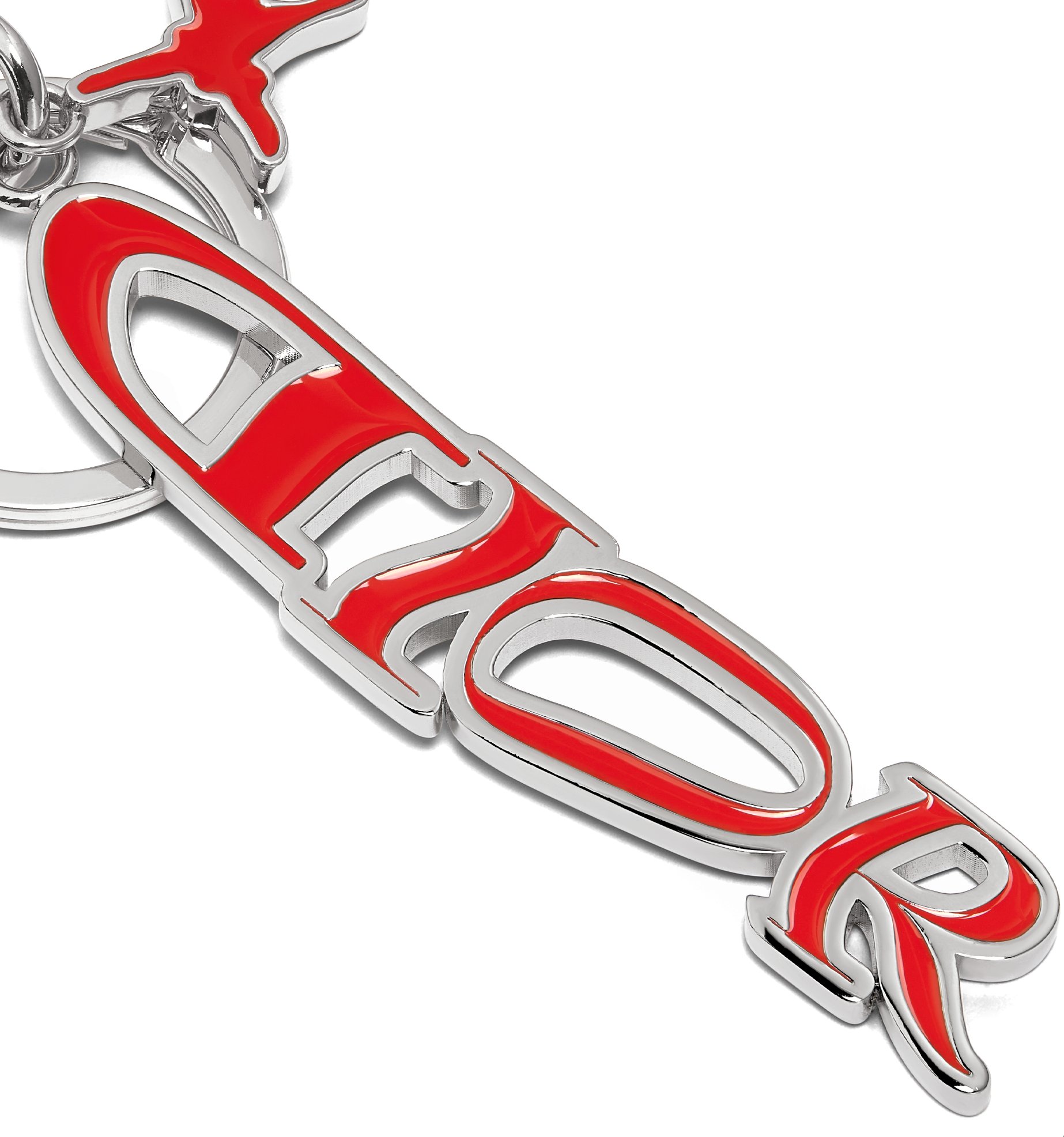 DIOR AND LEWIS HAMILTON Key Ring Palladium-Finish Brass and Red Enamel ...