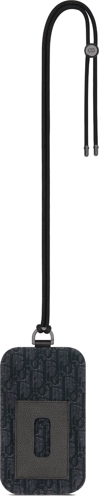 휴대폰 파우치 블랙 Dior Oblique 자카드 & 블랙 그레인 송아지 가죽 | DIOR