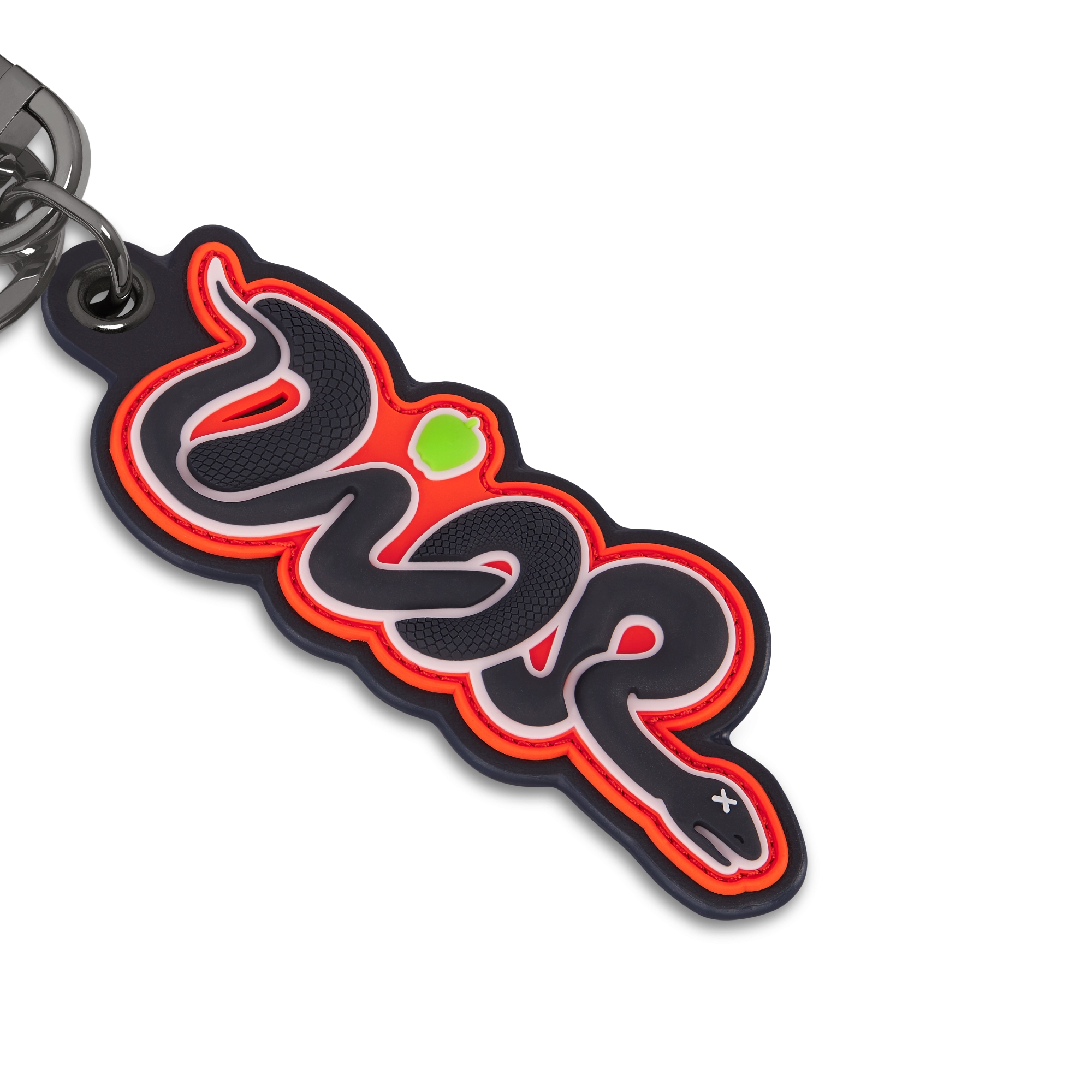 DIOR AND KAWS Key Ring Vermilion Red Grained Calfskin with Navy Blue ...