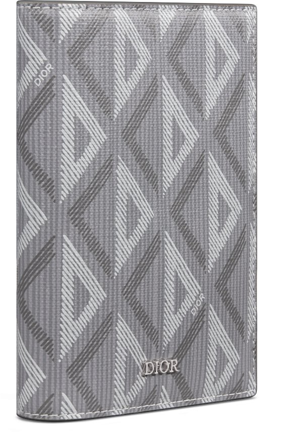 Passport Cover Dior Gray Coated Cotton Canvas with CD Diamond Print | DIOR