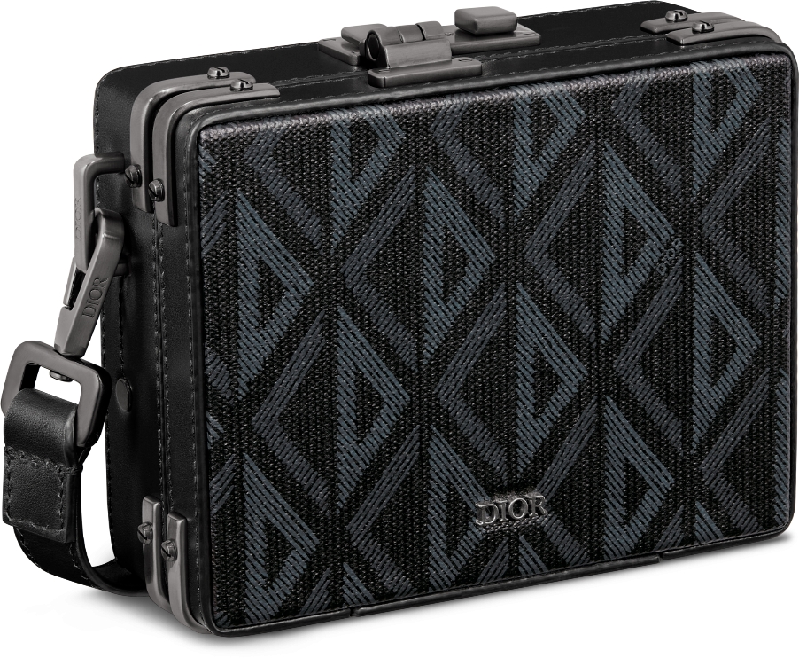 Micro Dior Lock-tasje Zwart gecoat katoencanvas met CD Diamond-print | DIOR