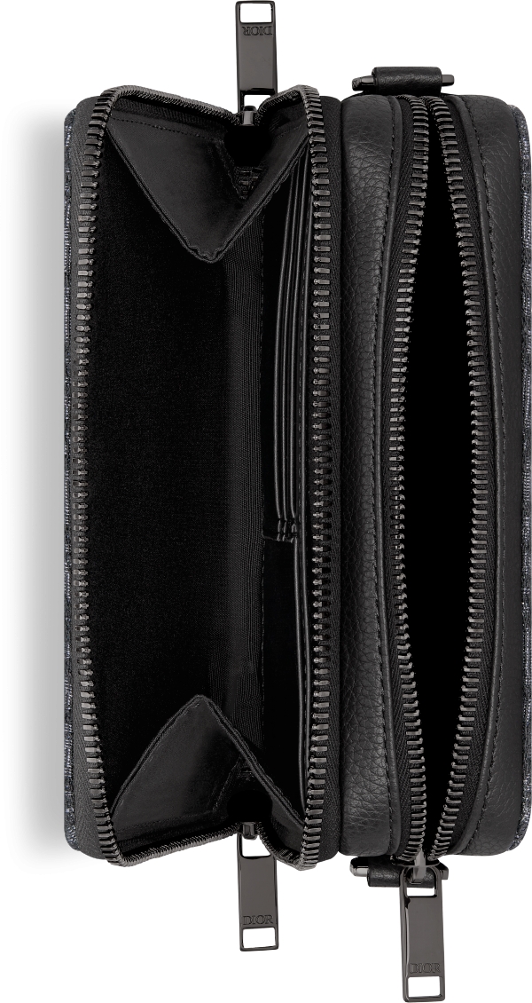 Zipped Pouch with Strap Black Dior Oblique Jacquard | DIOR
