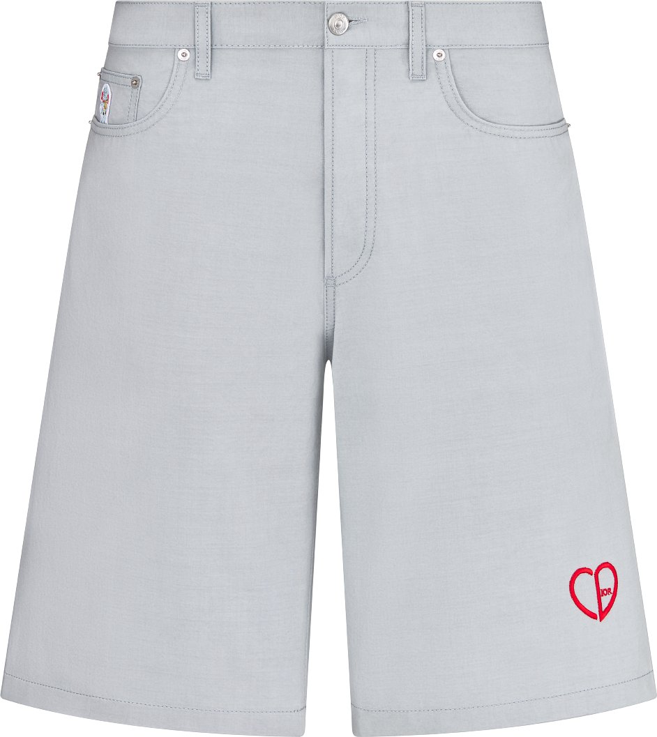 CD Heart Bermuda Shorts Gray Cotton Canvas | DIOR