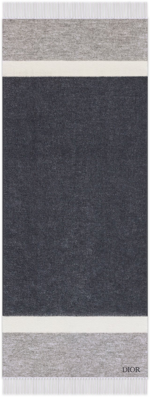 Oversized Scarf Navy Blue, Ecru and Gray Blended Wool and Mohair | DIOR
