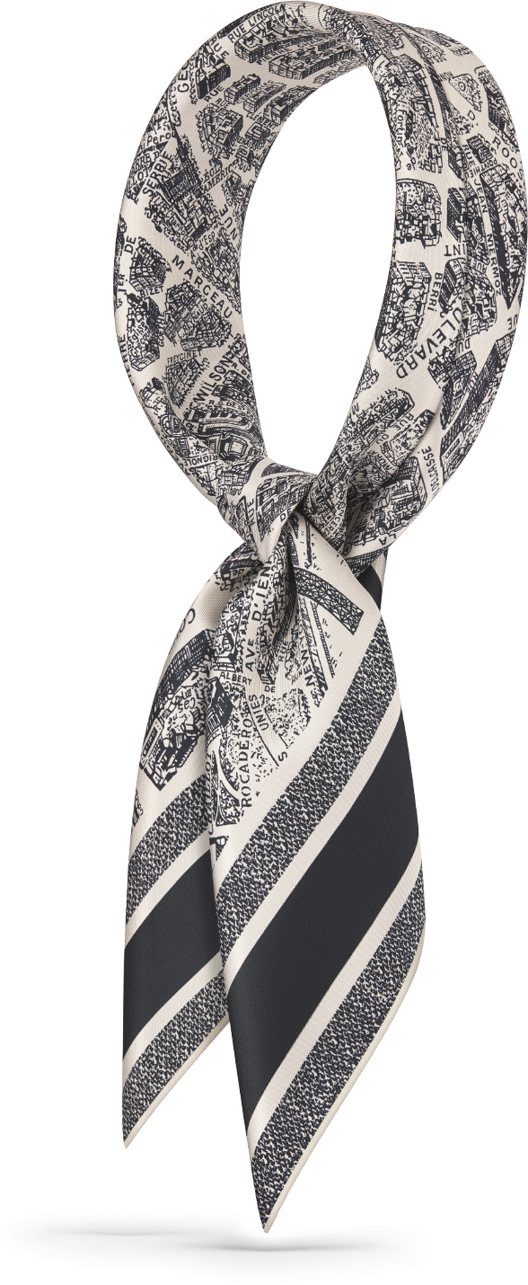 Plan de Paris 90 Square Scarf Beige and Navy Blue Silk Twill | DIOR