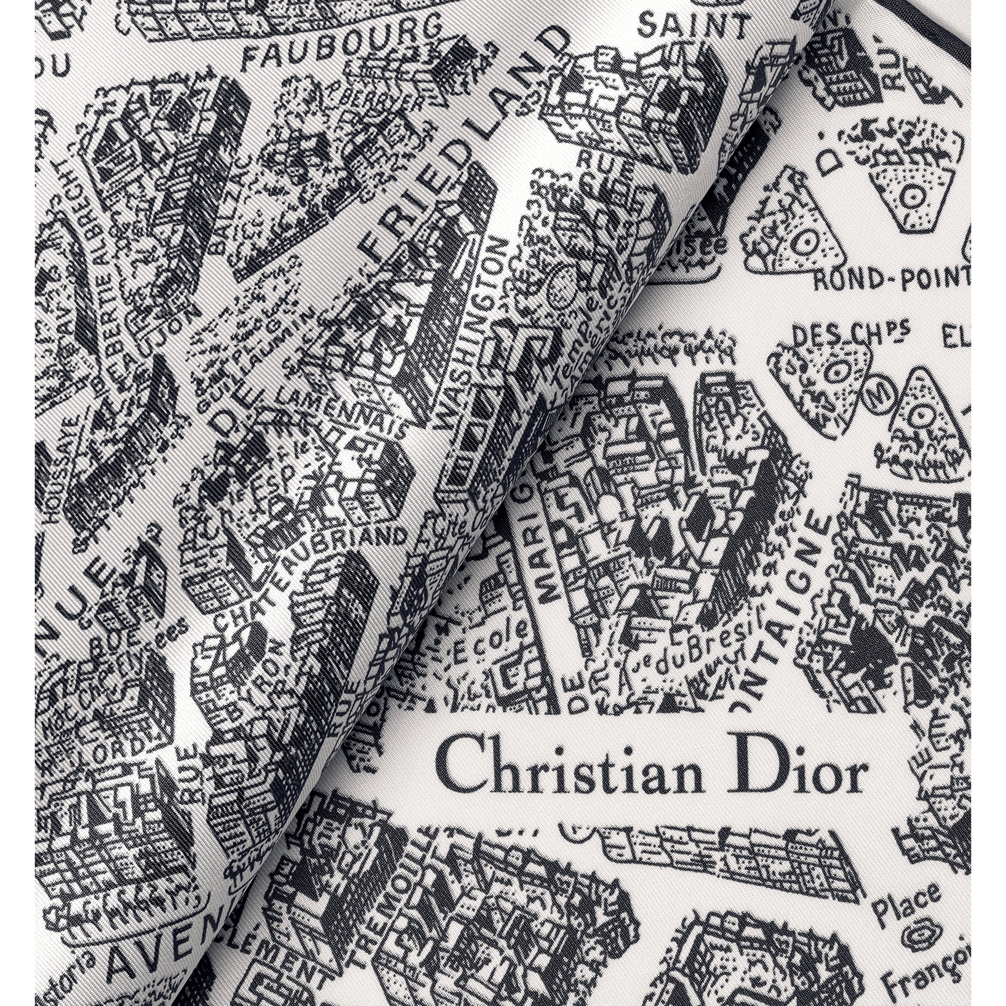 Plan de Paris Dior Diamond White and Black Silk Twill | DIOR