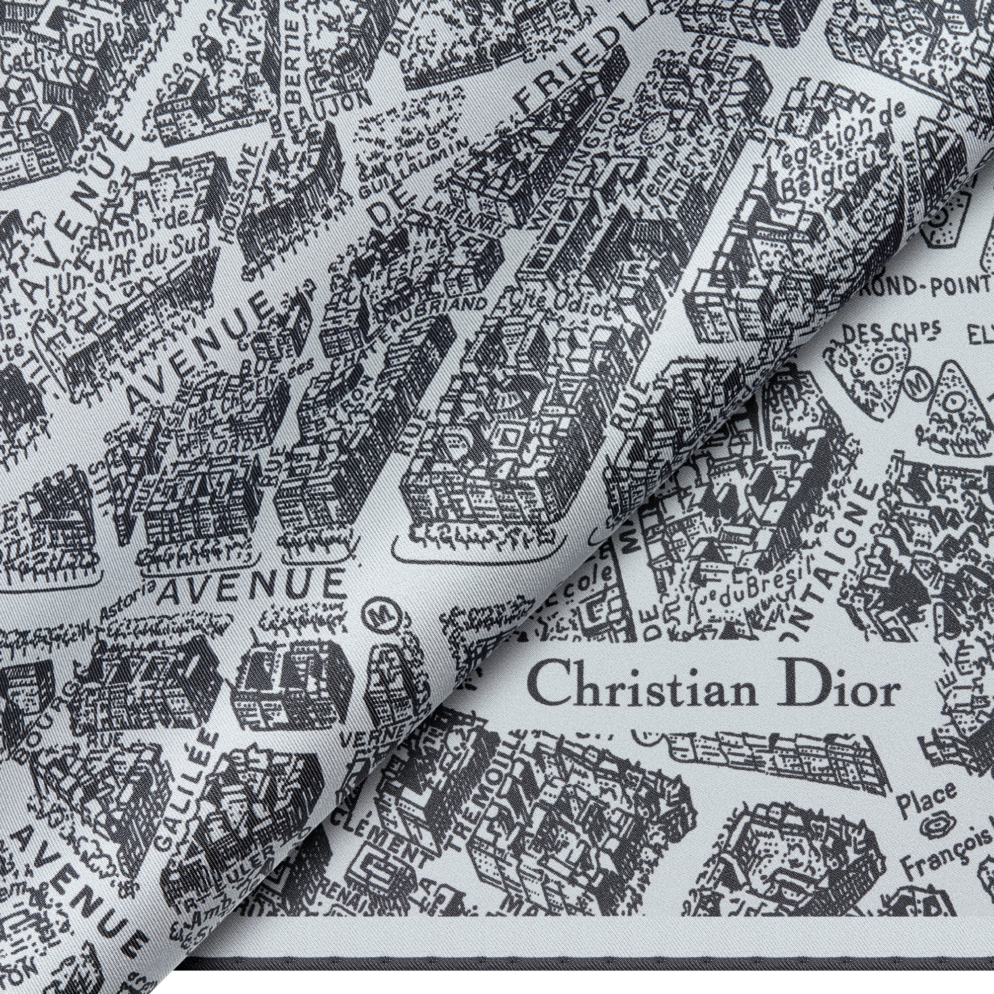 Plan de Paris Dior Diamond Gray and Black Silk Twill | DIOR