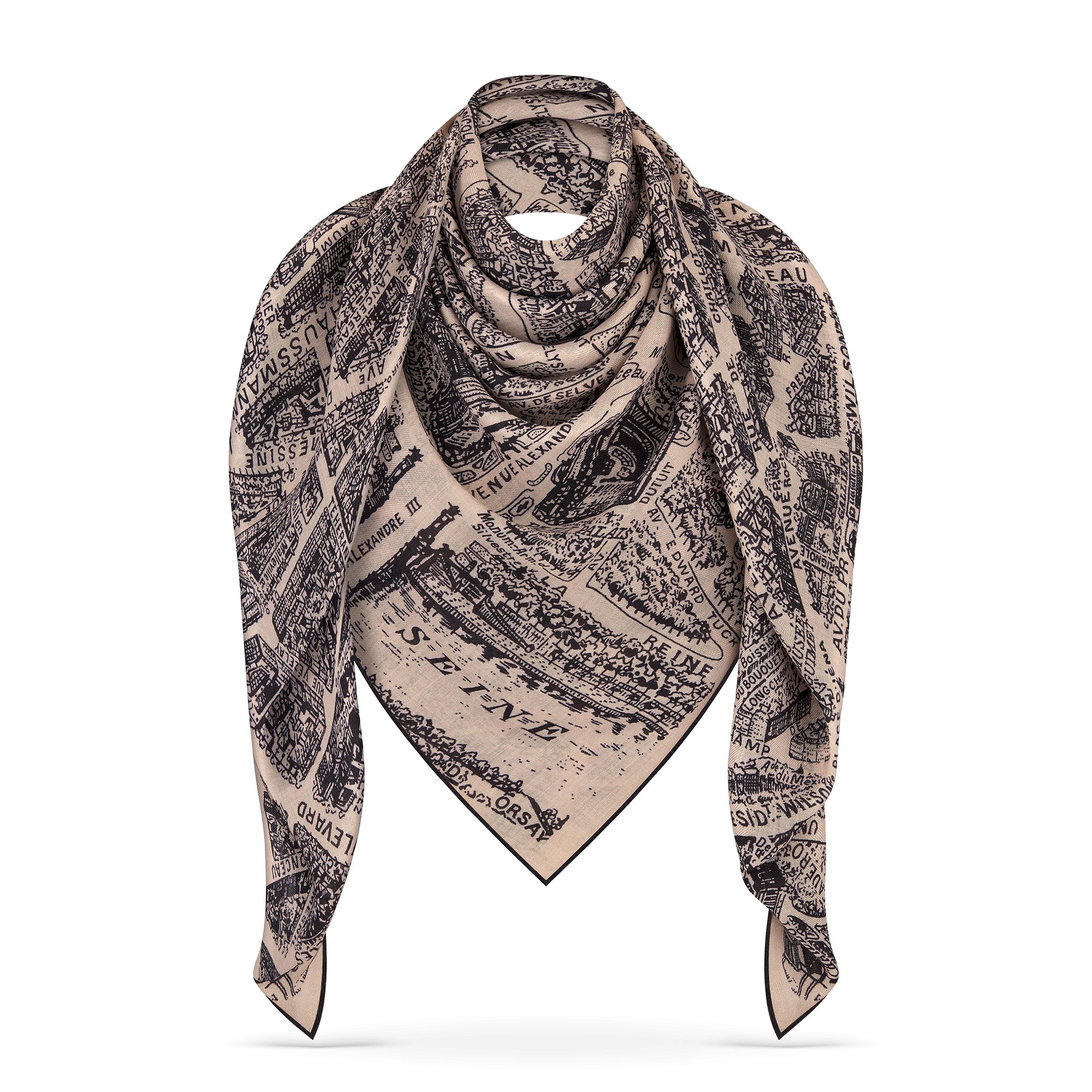 Chal Plan de Paris Cachemira en beige y negro | DIOR