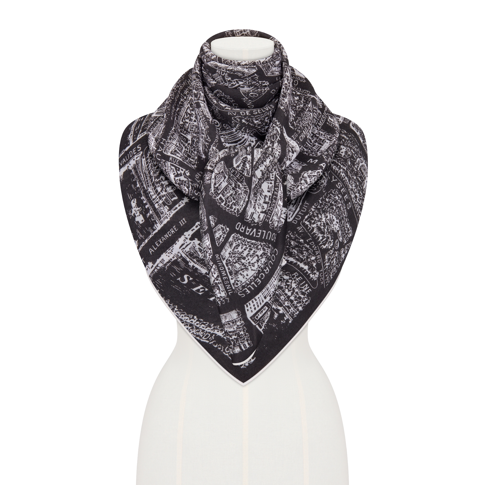 Plan de Paris Shawl Black and White Cashmere | DIOR