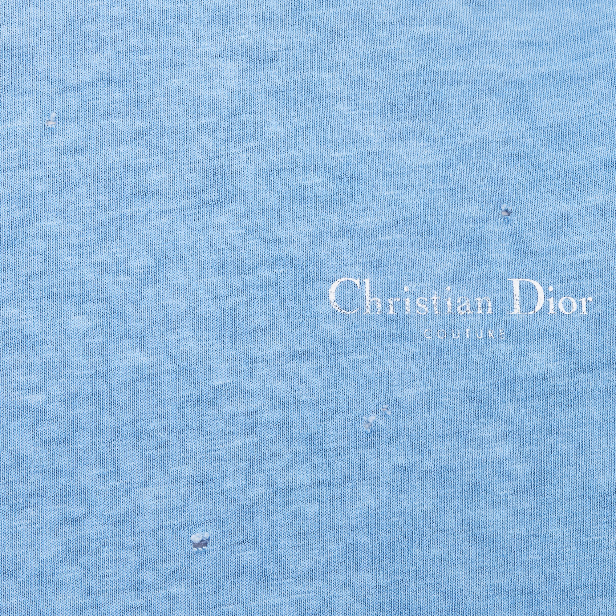 Christian Dior Couture T-Shirt, Relaxed Fit Blue Distressed-Effect ...
